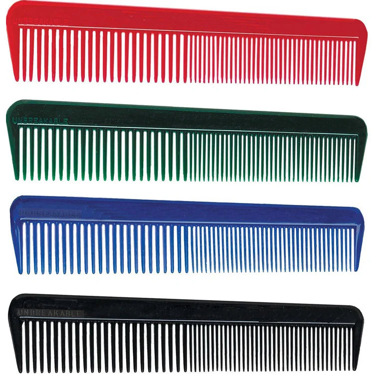 Unbreakable Pocket Comb 4 Pack 5” Inch Black Red Blue Green Barber ...